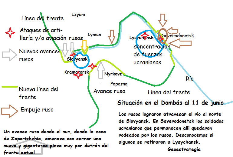 ESQUEMA DE LA SITUACIÓN EN EL DOMBÁS AL 11 DE JUNIO - LOS RUSOS ...